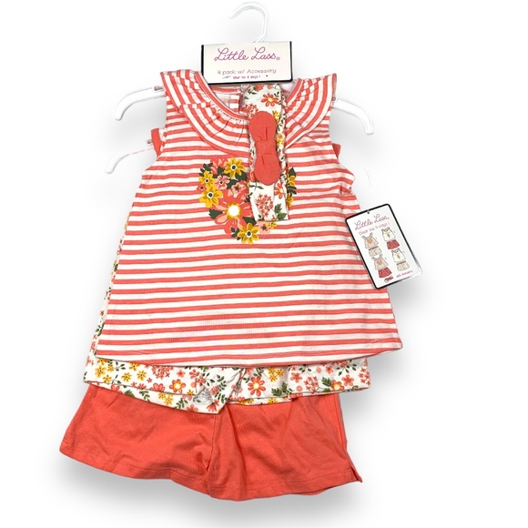 Little Lass | Matching Sets | Little Lass Floral And Striped 4 Piece ...